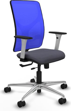 Piqueras y Crespo Computerstuhl mit wei&szlig;en und schwarzen Armlehnen, h&ouml;henverstellbare Lendenwirbelst&uuml;tze, ausgestattet mit Syncro/Traslack. Blau/Dunkelgrau