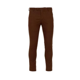Pantaloni Torino Braune Ma&szlig;geschneiderte Baumwollhose Karottenpassform - - Trousers - Herren - Braun - L