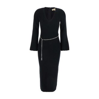 Michael Kors Wollmischung Midikleid mit G&uuml;rtel - - Dresses - Damen - Schwarzk - M