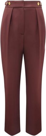 Elisabetta Franchi Femme, Pantalons, Rouge, Taille: 42 FR Pantalon Cr&ecirc;pe avec Accessoire Bijou