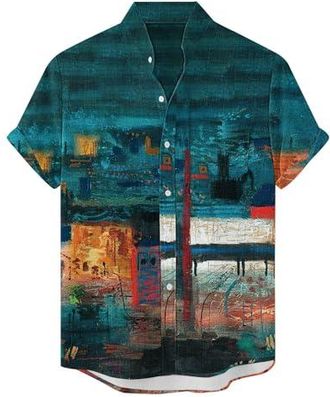 Generic Chemise &agrave; manches courtes pour homme, chemise boutonn&eacute;e pour homme, chemise tropicale, vacances, plage, hawa&iuml;enne, manches courtes, motif floral, col 