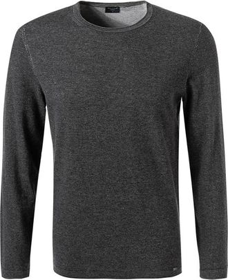 Olymp Herren Pullover grau Baumwolle unifarben