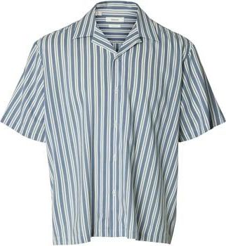 Selected Chemise ray&eacute;e &agrave; manches courtes en coton m&eacute;lang&eacute;