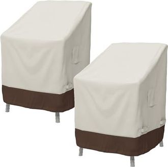 Amazon Basics Abdeckung für Esstischstuhl mit Armlehnen, Doppelpack, Beige, Hellbraun, 2er-Pack