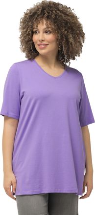 Ulla Popken Damen große Größen Übergrößen Plus Size T-Shirt, A-Linie, V-Ausschnitt, Halbarm blaues Flieder 58+ 807284811-58+