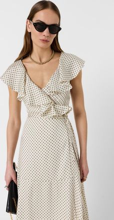 Gerard Darel Robe longue portefeuille &agrave; pois - RIKA - Ecru