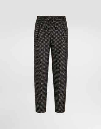 Dolce & Gabbana Hose Aus Seidentwill Mit Polka-dot-print - Mann Hosen Und Shorts Mehrfarbig 52