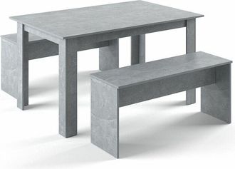 Vicco Esstisch Set Sentio, Anthrazit, 90 x 140 cm mit 2 Bänken