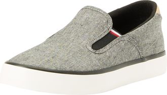 Tommy Hilfiger Herren Slipper Sneaker aus Leinen, Schwarz (Black), 40