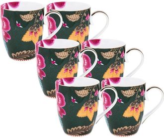 Pip Studio Fantasy Green Henkelbecher groß 350ml Set6