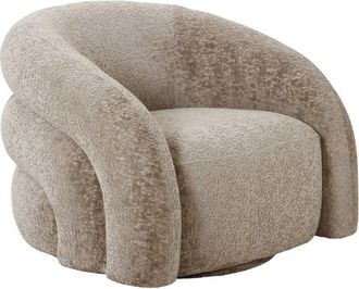 Altobuy BUBBLE - Fauteuil Tissu Velours Texturé Beige Pivotant