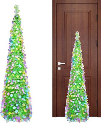 Generico Osterbaum - Faltbare Osterdekoration, 1,5 m, k&uuml;nstlicher mit Glitzer-Details, Bunte Fr&uuml;hlingsdekoration, wiederverwendbar, f&uuml;r Zuhause, Wohnzimmer, Pa