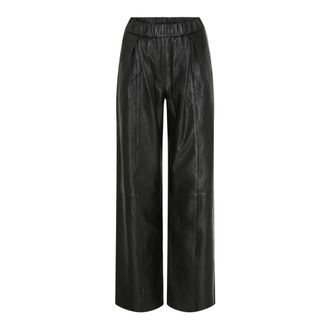 Notyz Weite Schwarze Lederhose - - Trousers - Damen - Schwarzk - XS
