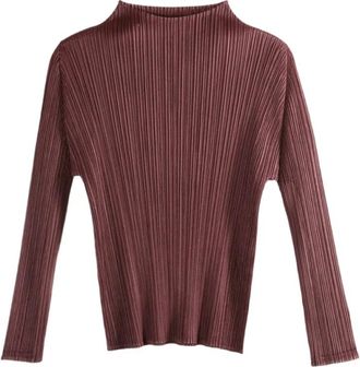 Issey Miyake Femme, Tops, Brun, Taille: 42 FR Shirt Pleats Please