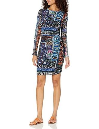 Desigual Vest_Lettering 2000 Robe, Noir, Taille L Femmes