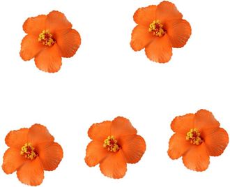 Garneck 5 Hawaiianische Ornamente Für Scrapbooking Künstliche Strandhut Blumen Tischdeko Blumendekoration Projekt Tropische Hochzeit Hibiskus Boho DIY Orange