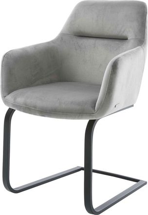 DELIFE Schwingstuhl Pejo-Flex Freischwinger flach Schwarz Samt Grau Taschenfederkern