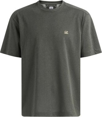 C.P. Company C.p. Company, Homme, Tops, Gris, Taille: M T-shirt 20/1 en jersey avec logo plaqu&eacute;