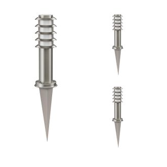 LEDs Com 3 St&uuml;ck Wegelicht/Pollerleuchte/Gartenleuchte PORU mit Erdspie&szlig; f&uuml;r au&szlig;en, IP44, Gitter, 39cm, edelstahl, 1 x E27 max. 60W