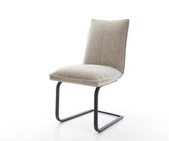 DELIFE Freischwinger Lelio-Flex Webstoff Soft Beige Freischwinger flach Schwarz Taschenfederkern, Esszimmerst&uuml;hle