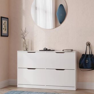 Vicco Schuhkipper Luca, Wei&szlig;, 116.6 x 72.5 cm mit 4 F&auml;chern, Vicco