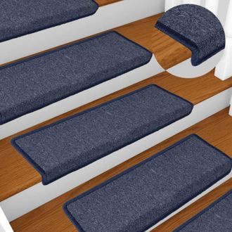 vidaXL Stufenmatten 15 Stk. 65 x 21 x 4 cm Dunkelgrau und Blau Rechteckiger Rand Vidaxl