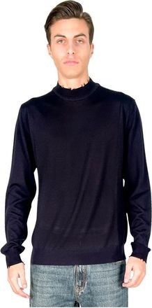 Mauro Grifoni Homme, Pulls, Bleu, Taille: S Pull en laine &agrave; col rond