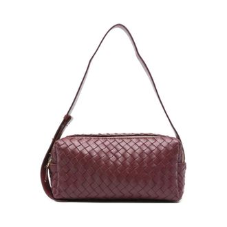 Elleme Burgunder Geflochtene Leder Doppelrei&szlig;verschlusstasche - - Bags - Damen - Rot - ONE SIZE