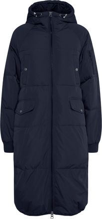 Ichi IHBUNALA DOWN JA Damen Steppmantel Wintermantel Winterjacke Daunenmantel mit Reißverschluss und Kapuze, Größe:XL, Farbe:Dark Navy (194013)