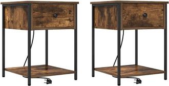 vidaXL Nachttisch 2 pcs R&auml;uchereiche 42 x 41 x 56 cm Holzwerkstoff vidaXL