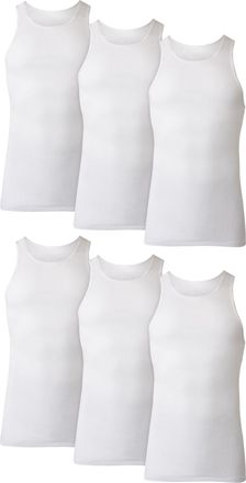 Hanes Herren Baumwolle Tank Unterhemden Pack, feuchtigkeitsableitende gerippte Tanks, leichte Baumwolle Tank Unterhemden 6er-Pack, 6 St&uuml;ck in Wei&szlig;, L