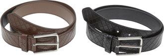 Urban Classics Woven Embossed Synthetic Leather Belt 2-Pack black/silver+brown/silver, S/M