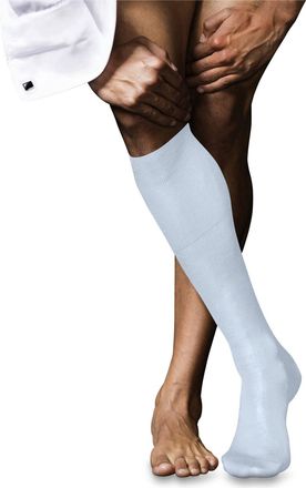 Falke Herren Kniestrümpfe No. 9 M Kh Baumwolle lang einfarbig 1 Paar, Blau Light Blue 6594, 43-44