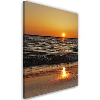 Feeby Bild auf Leinwand Sonnenuntergang Kunstdruck Modern Landschaft Natur Orange 60x90 cm