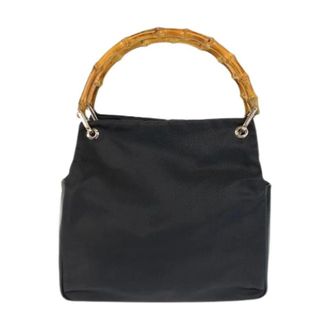 Gucci Sac fourre-tout en nylon et cuir avec anse en bambou Pre-owned - Femme - Pre-owned - Noir - Taille: ONE Size