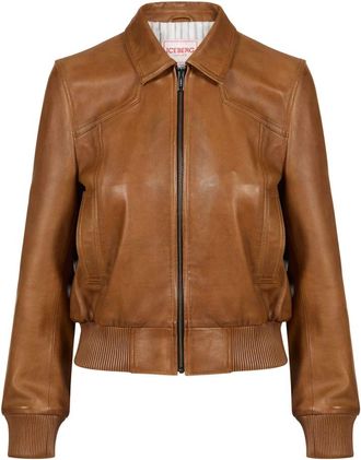 Iceberg Femme, Vestes, Brun, Taille: 38 FR Veste Courte en Cuir Vintage