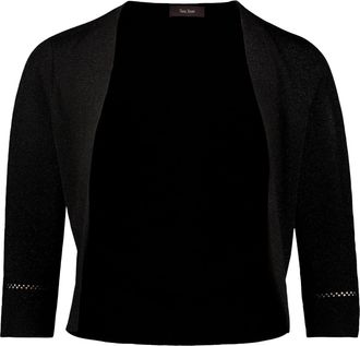 Vera Mont Damen Strickbolero ohne Verschluss XL, Schwarz/Schwarz