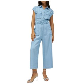 Salsa Femme, Combinaisons et Ensembles, Bleu, Taille: 36 FR Combinaison en denim &agrave; jambe &eacute;vas&eacute;e