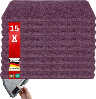 Floordirekt Shaggy-Stufenmatten Barcelona - 15er Set - Treppenmatten in 16 Farben, Strapazierfähig & pflegeleicht, Stufenteppich für Innen (Lila, Rechteckig 65 x 