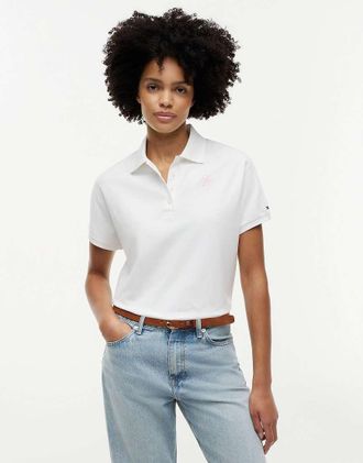 Tommy Hilfiger Regular-Fit-Polohemd in Wei&szlig; mit Stickerei