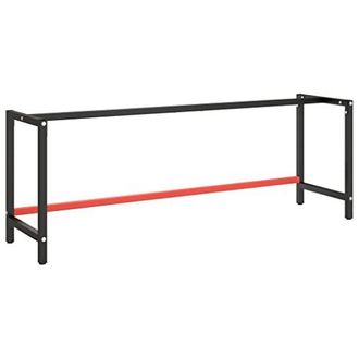 vidaXL Cadre de Banc de Travail Cadre dEtabli Base de Table de Travail Support de Banc de Travail Noir et Rouge Mat 220x57x79 cm Métal