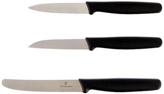 Victorinox by Swiss Army 3-teiliges Küchenmesser-Set für Gemüse (Gemüsemesser, Spülmaschinengeeignet) schwarz, 5.1113.3, One Size