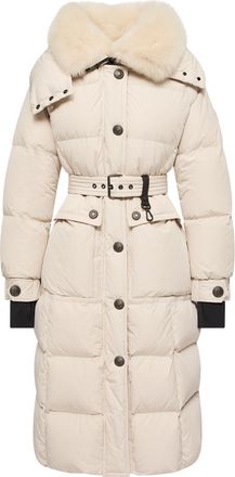 Moncler Moncler Doudoune Longue Gelisette &Agrave; Bordure En Shearling, Femme, Beige, Taille: 1