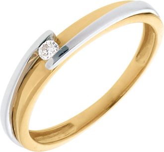 Edenly Solitärring Kostbarer Kokon - Anziehungskraft - Weiß-und Gelbgold - Diamant 0.04 Karat - 18 Karat