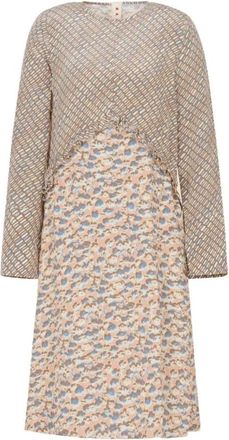 Marni Femme, Robes, Beige, Taille: 36 FR Robe Midi &agrave; Fleurs et Volants