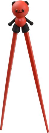 Tokyo Design Studio ESS-Stäbchen für Kinder, Rot, 22 cm, mit süßem Panda als Halterung für Anfänger, Stäbchen auswechselbar