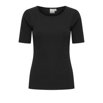 Ichi Ichi - T-shirt c&ocirc;tte Ihpalmer - Femme - Tops - Noir - Taille: 36 FR