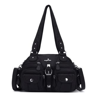 Angel Kiss Kleine Geldb&ouml;rse f&uuml;r Frauen Crossbody und Schultertaschen Multipocket Soft Hobo Geldb&ouml;rsen Abnehmbarer Riemen Leder Handtaschen, 10Schwarz