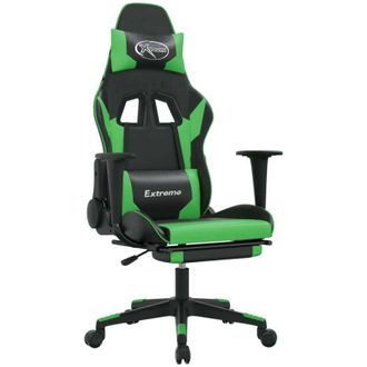 vidaXL Gaming-Stuhl mit Fu&szlig;st&uuml;tze Schwarz und Gr&uuml;n Kunstleder Vidaxl