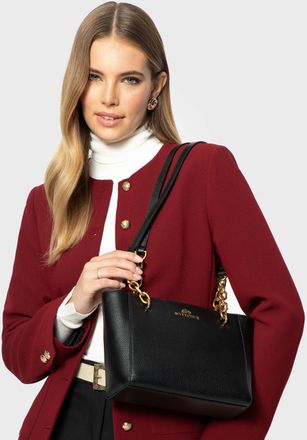 Wittchen Damen-Schultertasche aus schwarzem und goldenem Leder, schwarz und gold